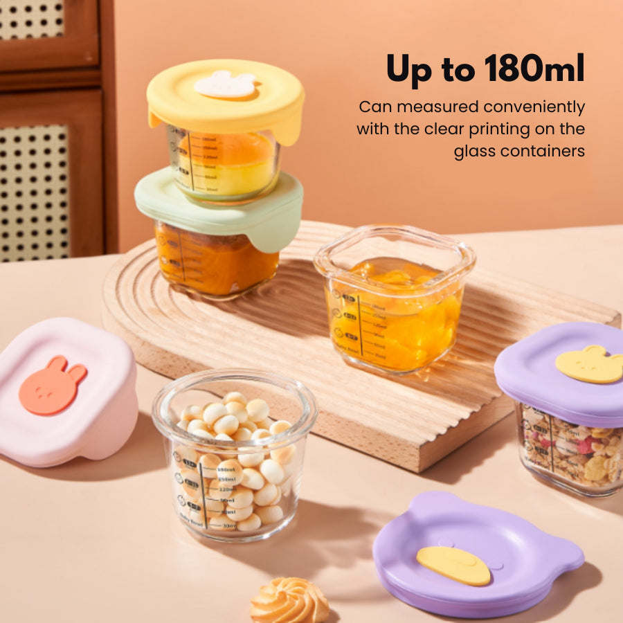 Bunny Food Storage Glass Container - Circle & Square | For easy meal p ...